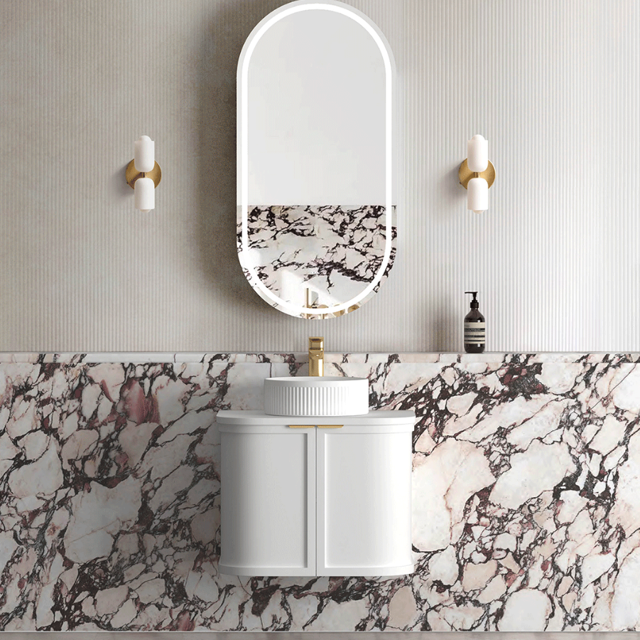 Otti Hampshire 600mm Satin White Wall Hung Curve Vanity – Desino Tiles