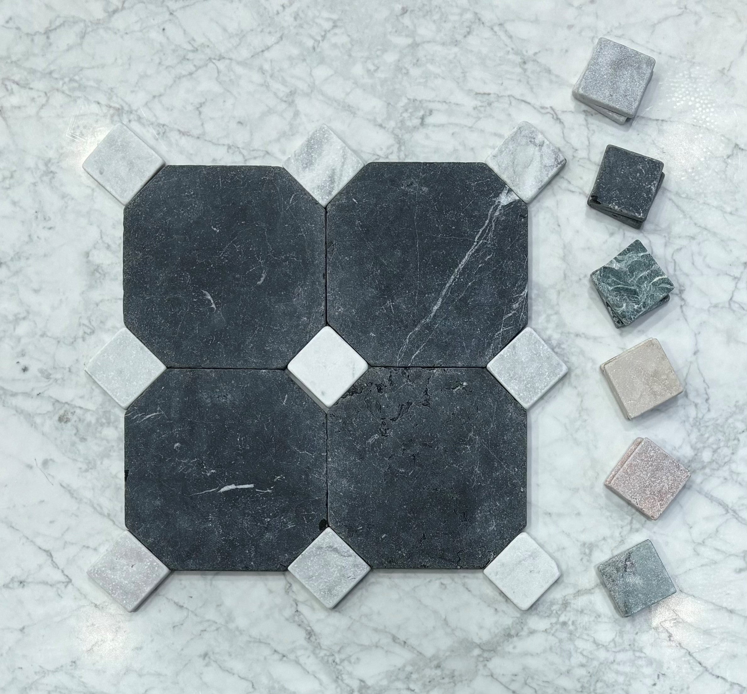 Juliette Tumbled Octagon Stone Dot 45x45mm – Desino Tiles