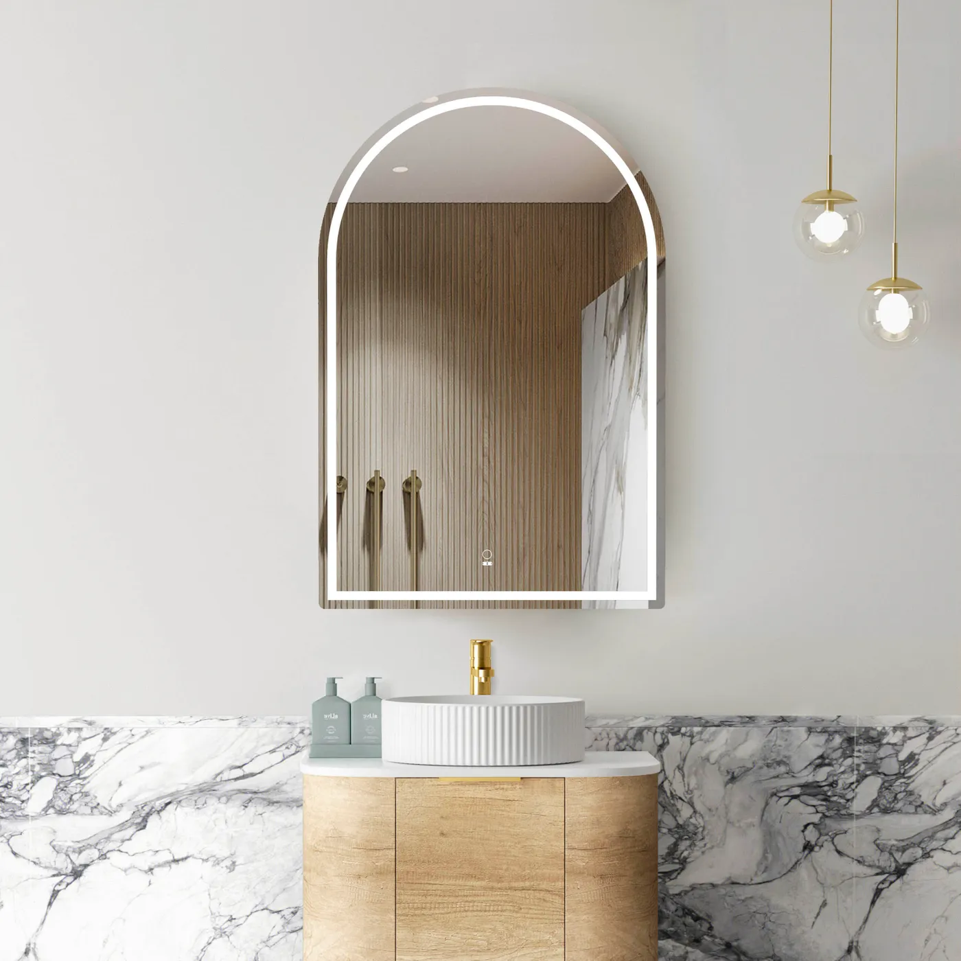 LED Archie 900x600 Natural Oak Shaving Cabinet – Desino Tiles