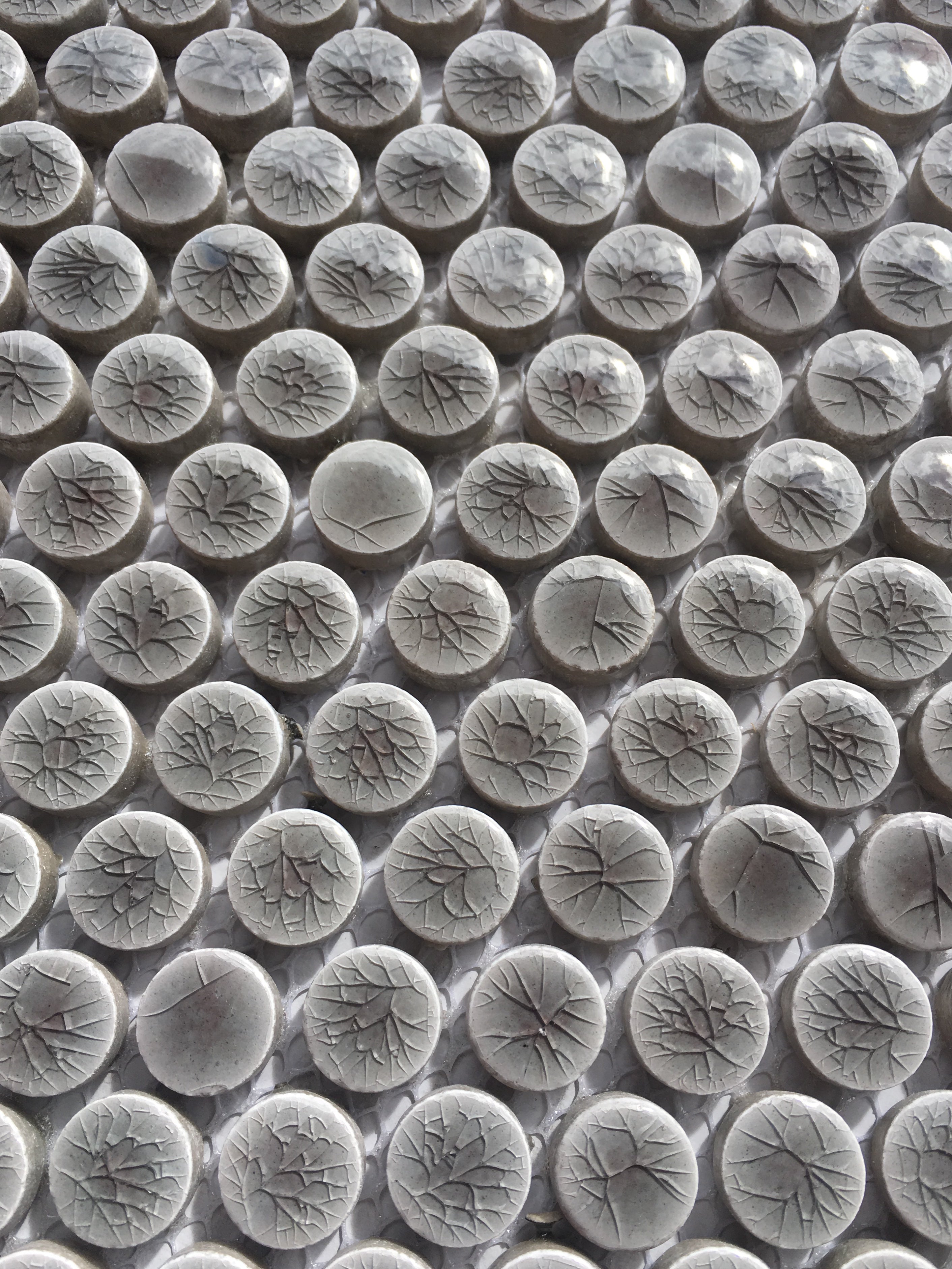 Mini Crackle Grey Penny Round Mosaic